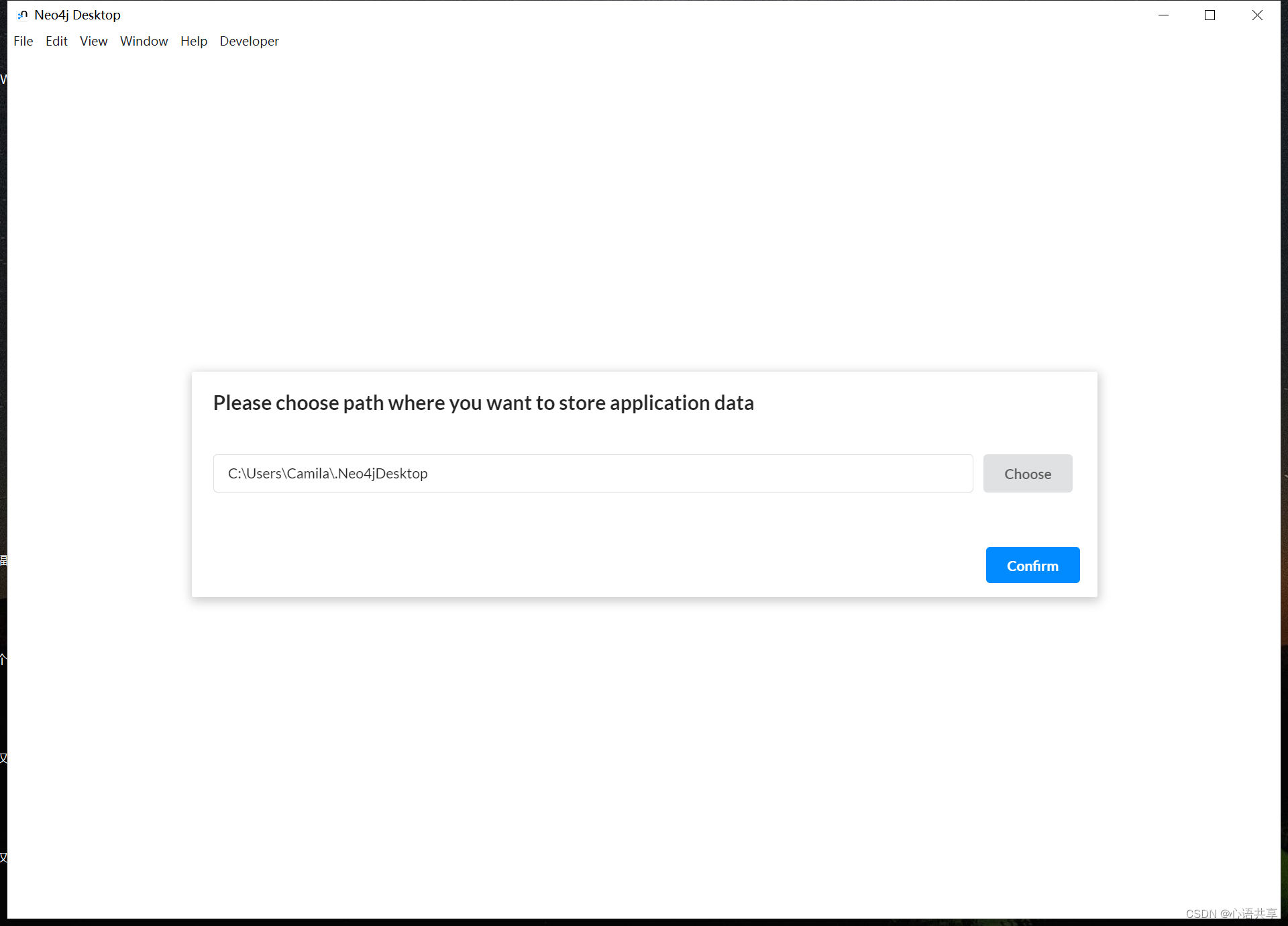 安装Neo4j desktop后，出现Please choose path where you want to store application data问题解决方法-CSDN博客