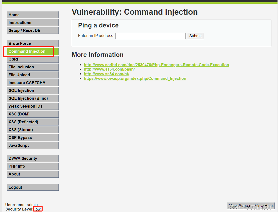 Dvwa之Command Injection命令执行_dvwa命令执行-CSDN博客