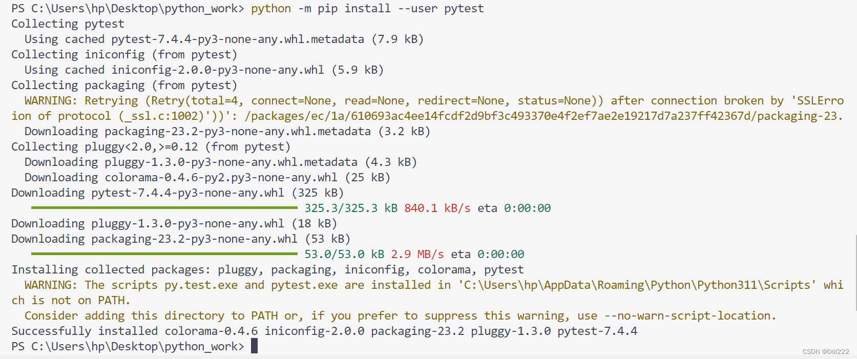 解决‘Could not find a version that satisfies the requirement pytest ...