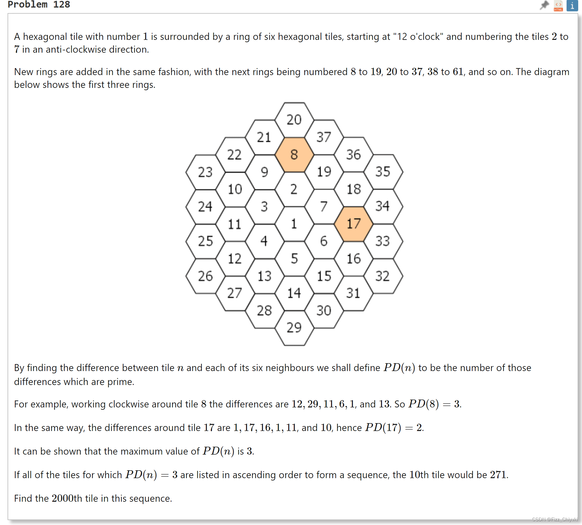 Project Euler_Problem 128_Hexagonal Tile Differences 瞪眼法-CSDN博客