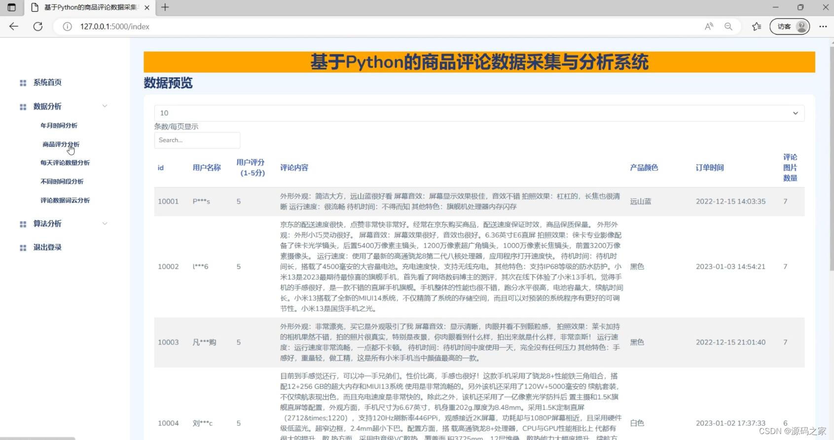 毕业设计：python电商评论数据采集分析可视化系统 Flask框架 Nlp情感分析 Lda主题分析 Bayes评论分类（源码） 评论数据分析python Csdn博客