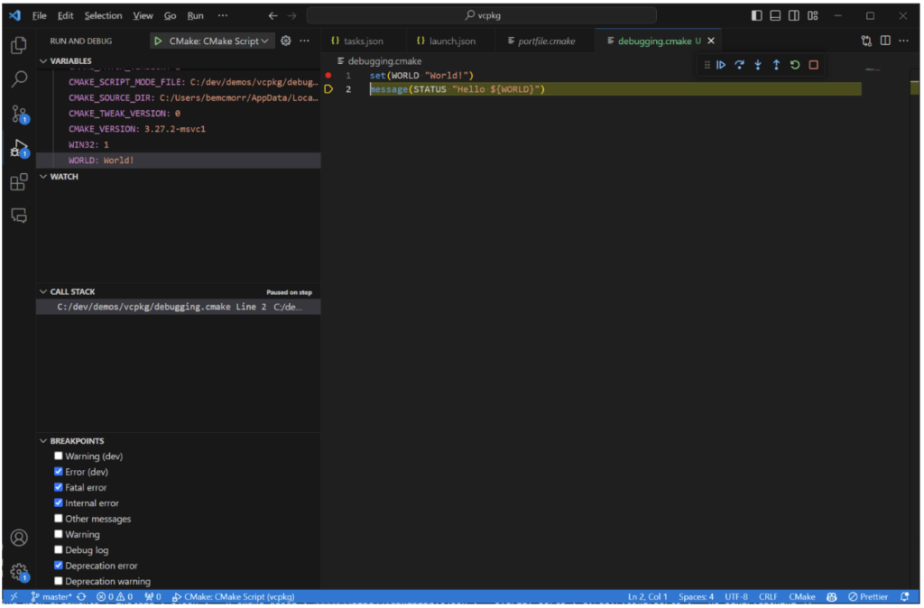 使用 Visual Studio Code 在 CMake 脚本模式下调试 vcpkg 端口文件-CSDN社区
