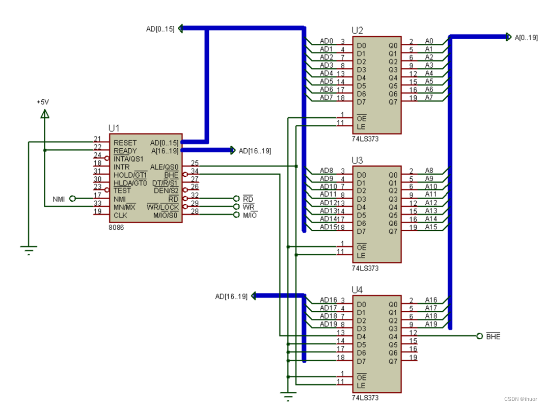 在Proteus中完成如下的8086最小模式下的配置原理图_protues8086最小系统模板-CSDN博客