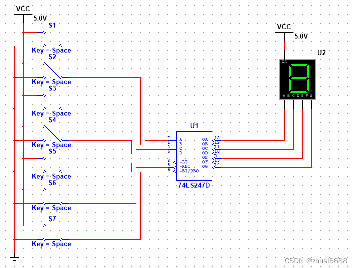 Multisim14.0仿真应用设计（九十六 ）74LS247 4线—七段译码器/驱动器应用仿真_七段译码驱动器-CSDN博客