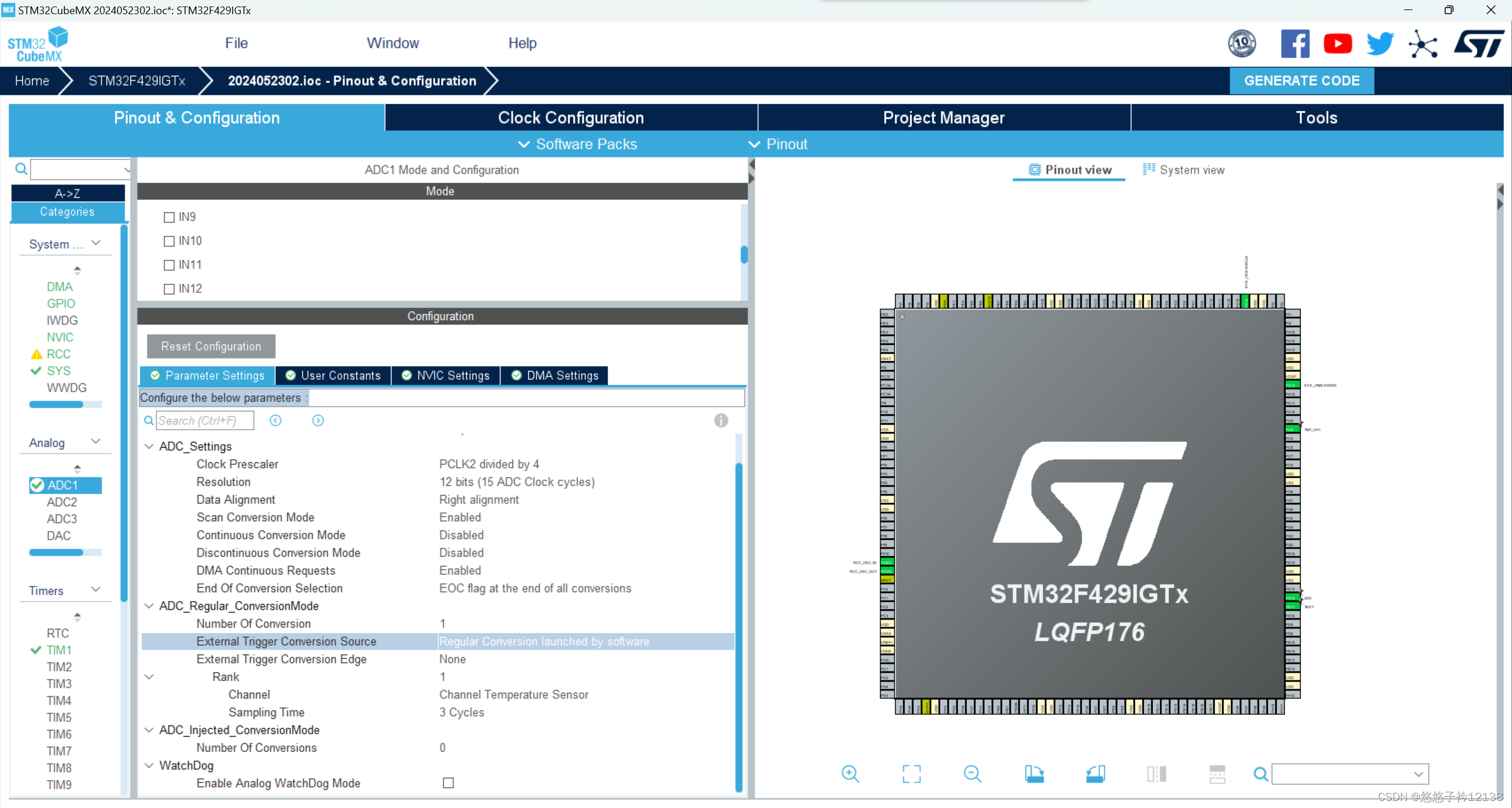 STM32-HAL库配置定时器溢出中断+ADC+DMA采样_hal库dma nvic设置-CSDN博客