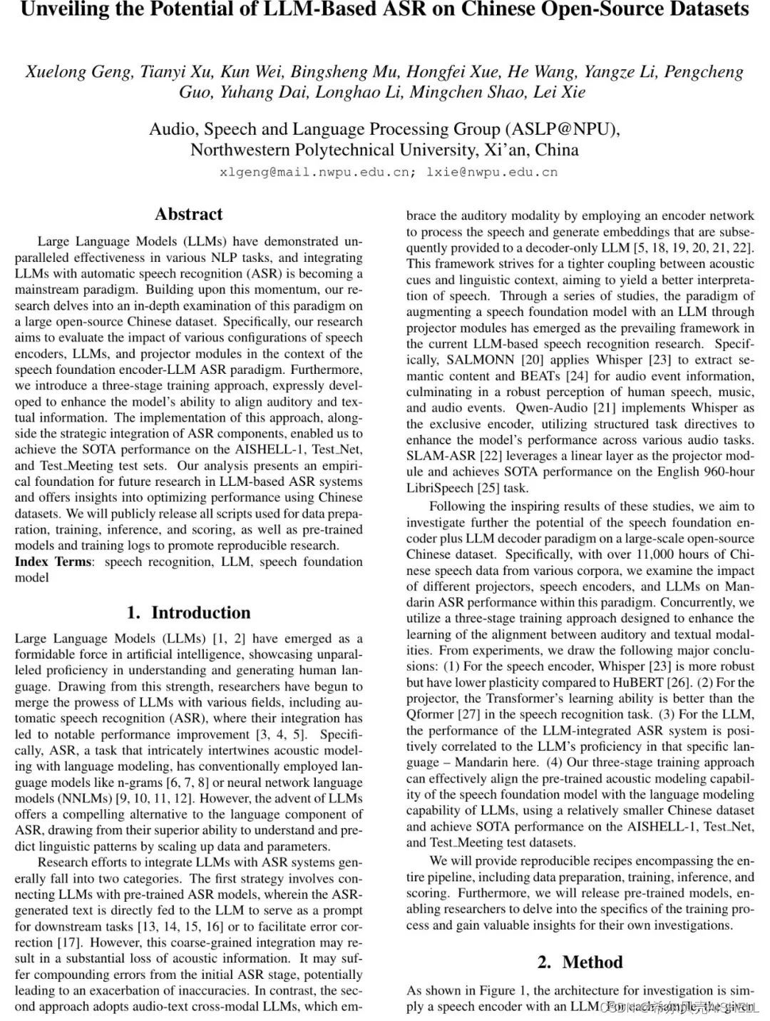 基于LLM的语音识别——在1.1万小时开源中文数据上的探索_unveiling the potential of llm-based asr on chines-CSDN博客