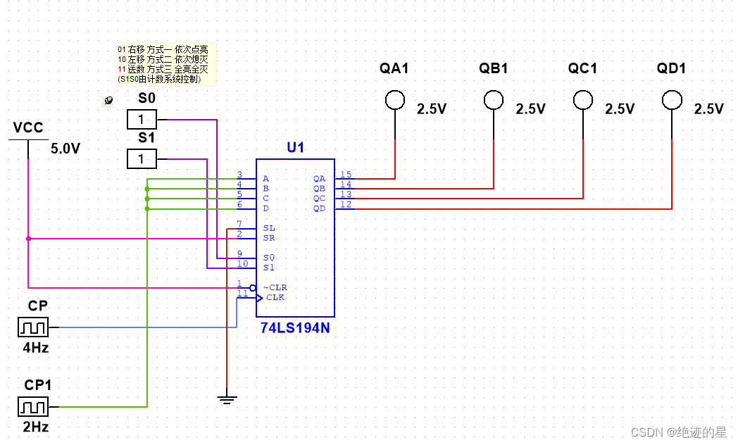 数字逻辑实验:彩灯控制电路_4路彩灯控制器74ls194-CSDN博客