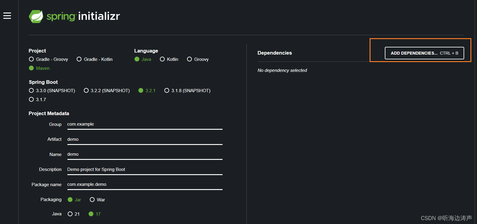 在spring的https://start.spring.io/上创建一个简单的web 服务工程_spring网页创建工程-CSDN博客