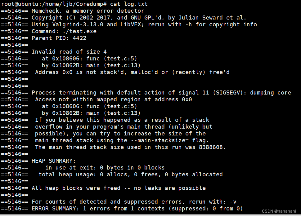 Linux的内存检测工具Valgrind 用于生成段错误等错误日志_valgrind memcheck生成log-CSDN博客