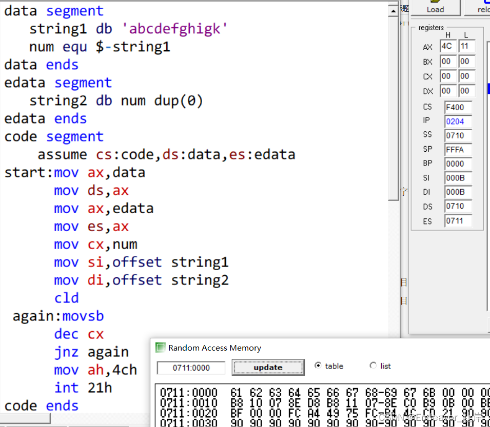 微机原理与接口技术，emu8086，循环结构程序设计、字符串操作程序设计、子程序设计与调用程序设计案例与作业emu8086写一个程序它先接收一个字符串然后显示其中一个数字字符的个数英文
