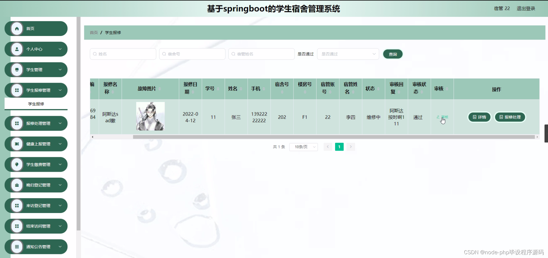 Springboot Java Php Node Python基于springboot的学生宿舍管理系统【计算机毕设】 Csdn博客
