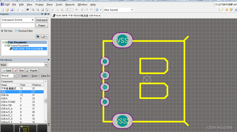 MINI MICRO A型B型D型USB type-c母座 USB 封装库Altium库 AD元件库（ PCB封装库）-CSDN博客