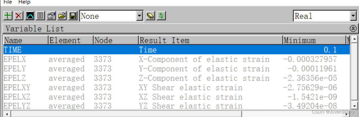 ANSYS APDL学习：后处理，批量提取节点最大弹性应变分量的时间历程曲线，导入到指定路径的EXCEL文件_apdl查看某一点的热循环曲线 ...