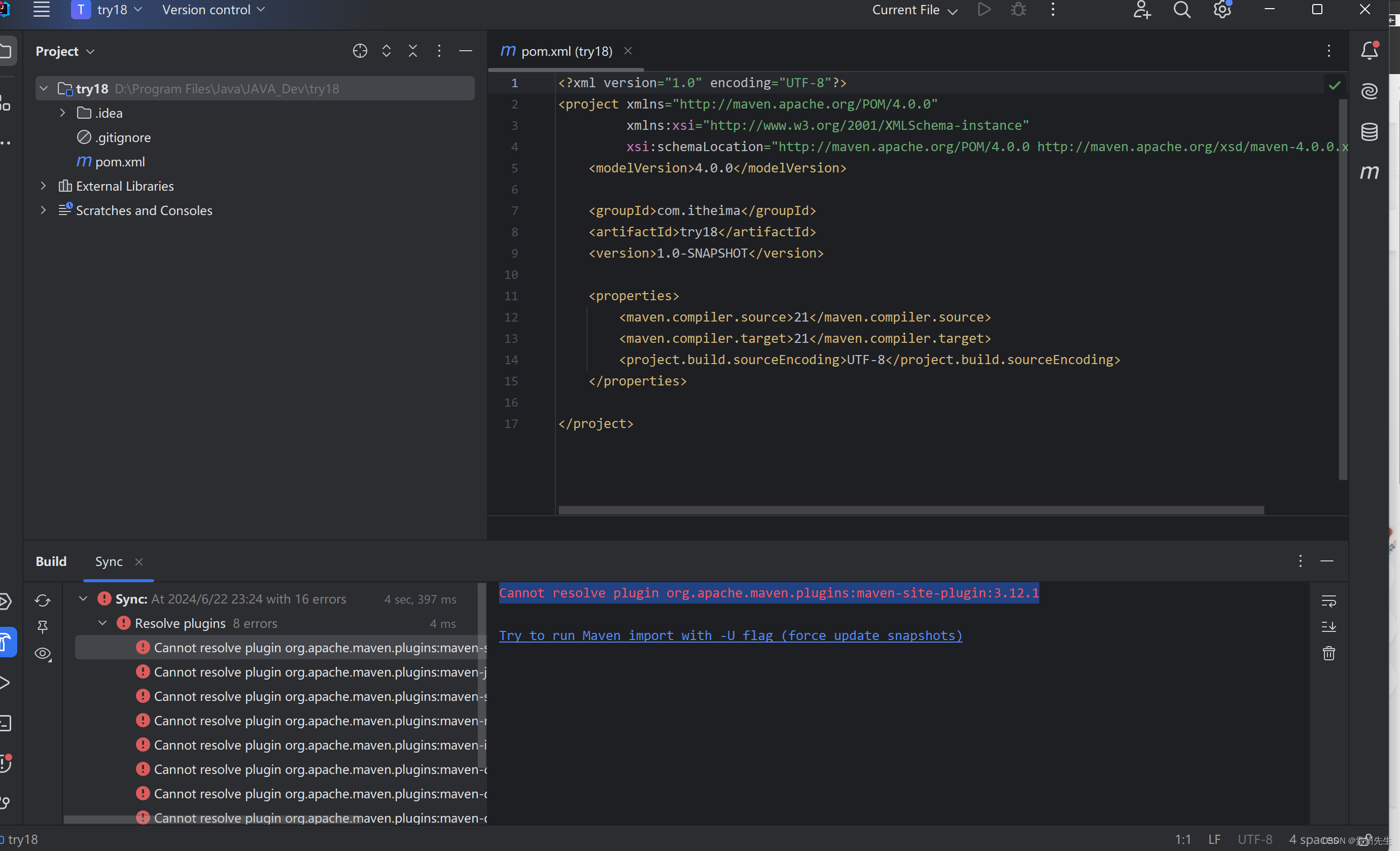 idea创建maven工程时，遇到Cannot resolve plugin org.apache.maven.plugins:maven-site-plugin:3.12.1这种问题-CSDN博客