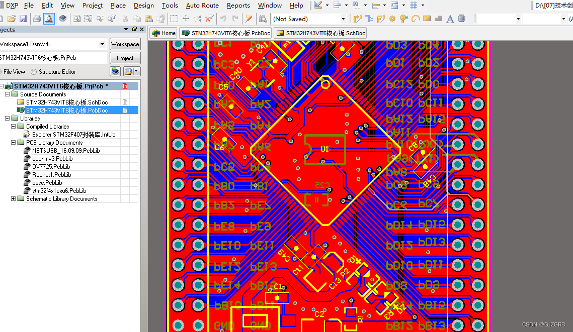 基于STM32H743VIT6单片机最小系统核心板硬件（原理图+PCB+封装库）工程文件，AD09设计工程文件_stm32h743vit6原理图-CSDN博客