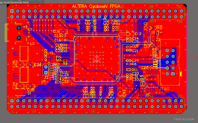 基于ep4ce10e22c8n设计cyclone4e 最小系统核心开发板板硬件（原理图pcb）工程文件，ad09设计的硬件工程文件ep4ce10e22c8n核心板资料 Csdn博客