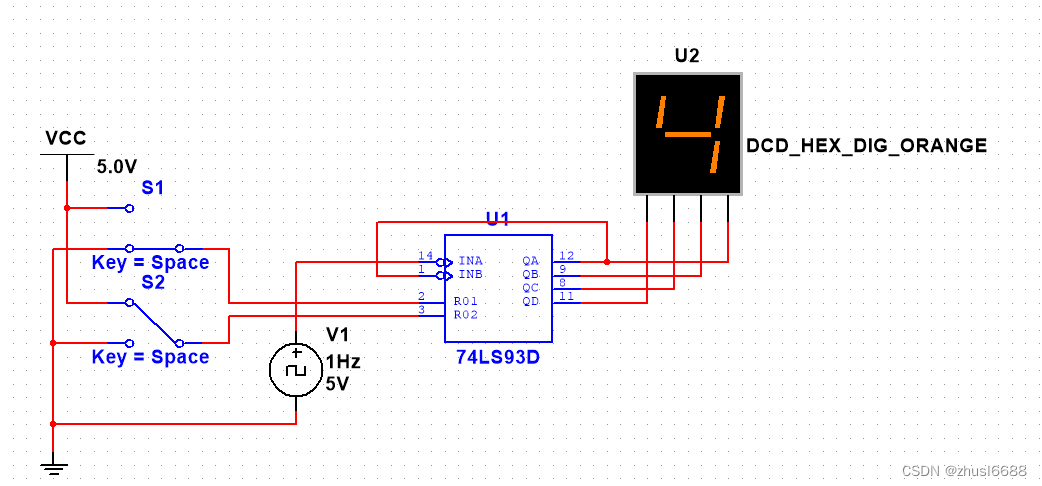 Multisim14.0仿真应用设计（四十六）74LS93 4位计数器应用仿真-CSDN博客