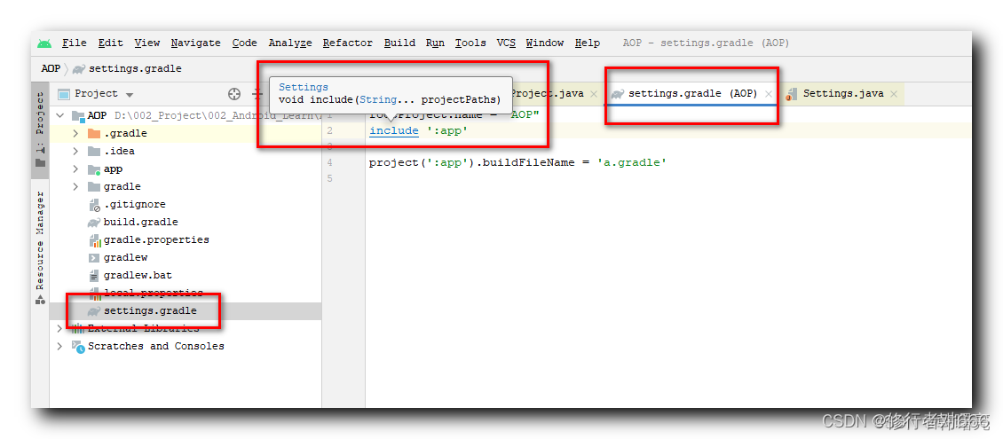 【Android Gradle 插件】Gradle 映射文件 ( settings.gradle 映射为 Settings 类 | build.gradle 映射为 Project 类 ...