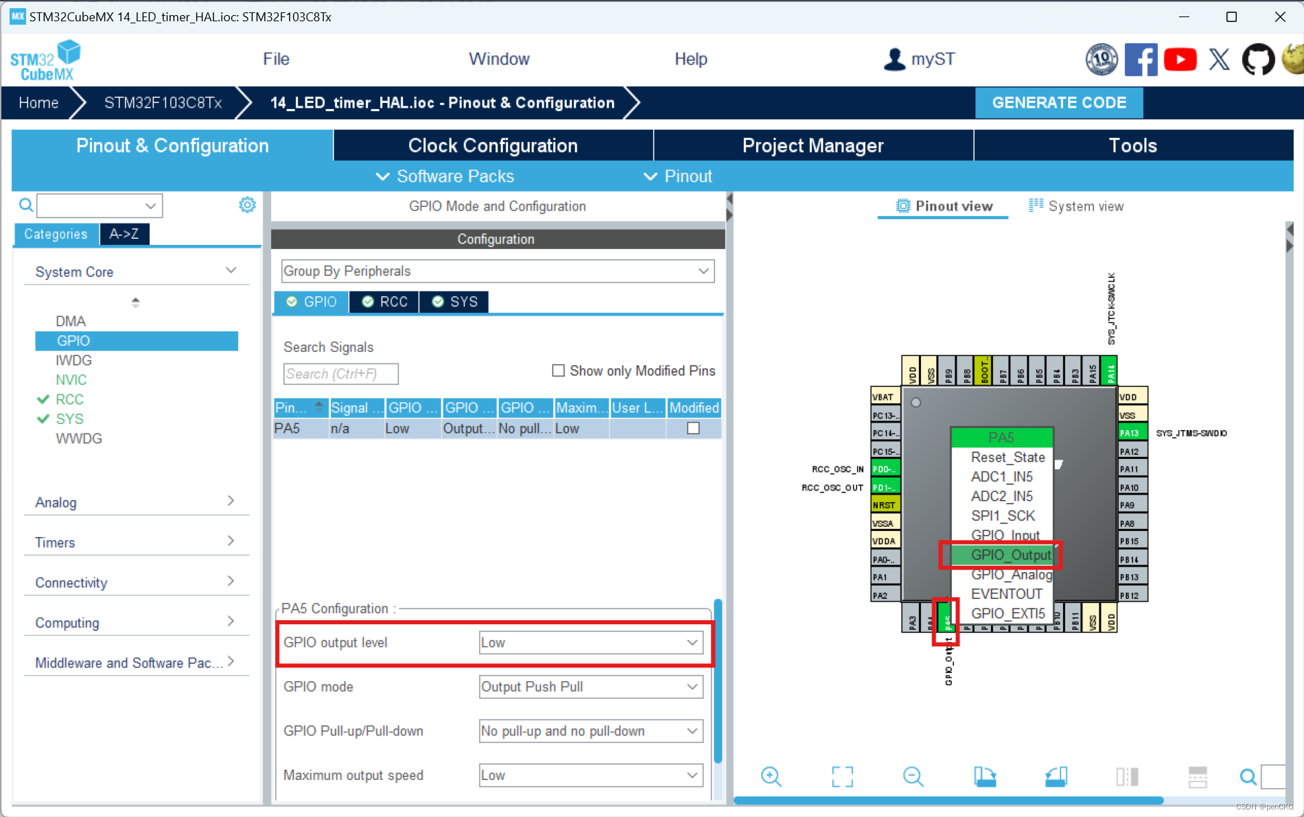 用STM32F103C8T6的定时器与PWM控制LED灯亮灭（HAL库方式）【STM32开发板】【STM32CubeMX】_f103c8t6 定时器pwm hal库-CSDN博客