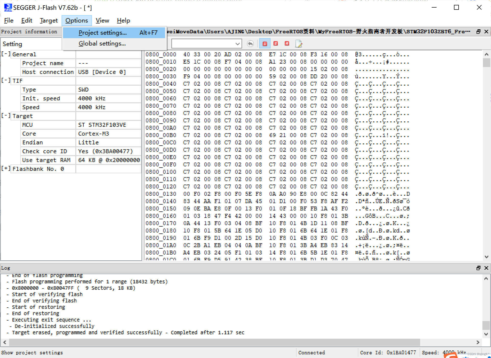 Jlink笔记（1）：使用JFlash下载Hex、Bin文件到单片机_jlink下载hex-CSDN博客