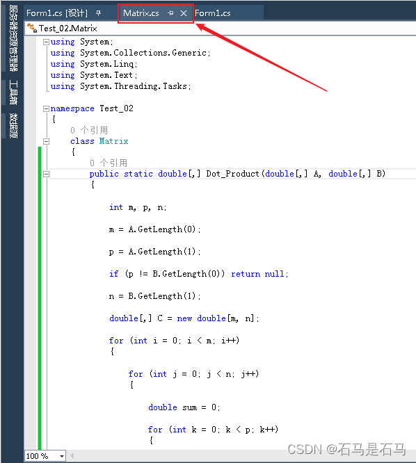 C#：创建class Matrix，计算矩阵点乘_c#matrix-CSDN博客