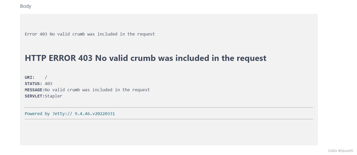 Jenkins报：403 No valid crumb was included in the request_jenkins消息 no valid crumb was included in ...
