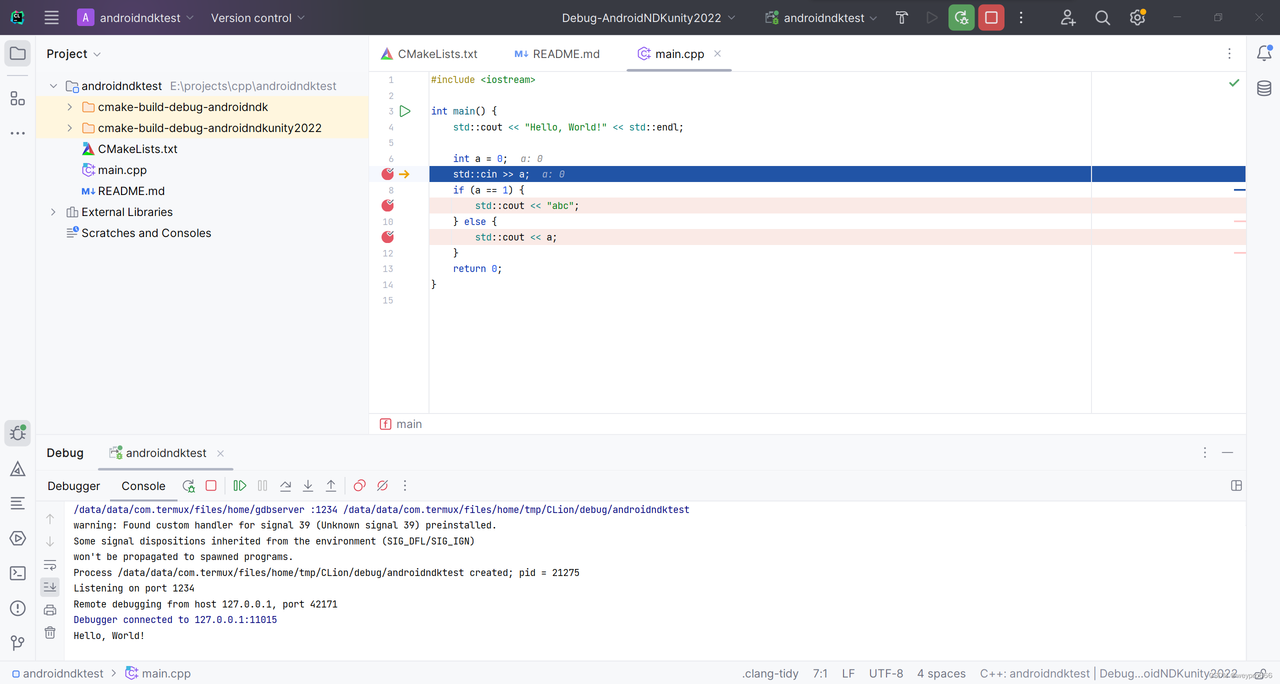 Clion配置C++程序用Android NDK编译，并用真机远程调试（临时目录和termux）_clion 如何用ndk进行交叉编译-CSDN博客