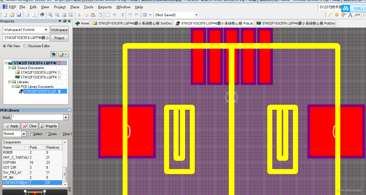 基于stm32f103c8t6芯片 Lqfp48最小系统核心板硬件（原理图pcb）工程文件ad09设计的工程文件stm32f103c8t6最小系统文件 Csdn博客