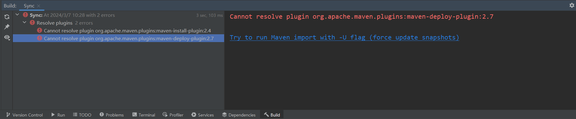 解决：Cannot resolve plugin org.apache.maven.plugins:maven-install-plugin:2.4-CSDN博客