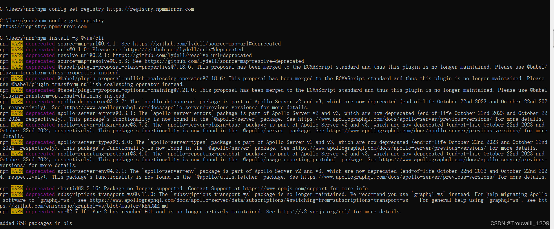 npm ERR!request to https://registry.npm.taobao.org/@vue%2fcli failed, reason:certificate has ...