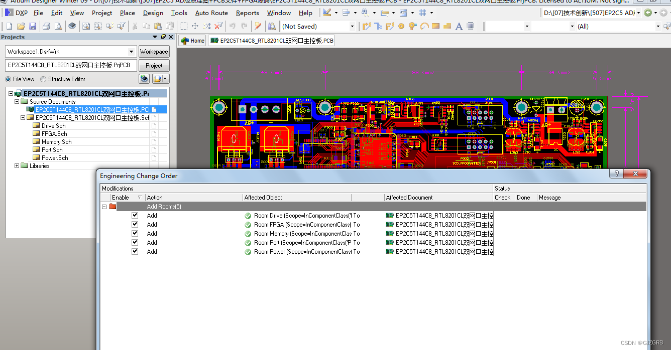 基于EP2C5T144C8+RTL8201CL双网口FPGA主控板AD09设计原理图+PCB文件+FPGA源码设计参考 ...