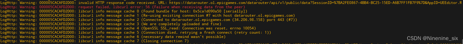 ue5warning invalid HTTP response code received._ue5报错:000005e1b23fc300: libcurl info message ...