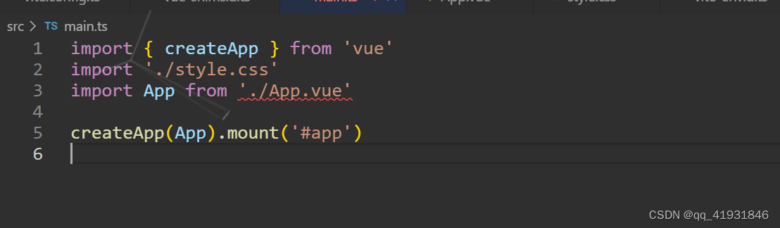 新建Vue3+Ts项目，在main.ts内引入App.vue时爆红但是系统可以正常运行_main.ts 引入vue 飘红-CSDN博客