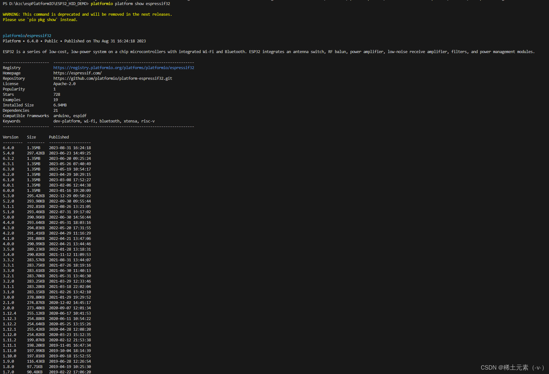 PlatformIO下更换arduino核心版本_espressif32@6.4.0-CSDN博客