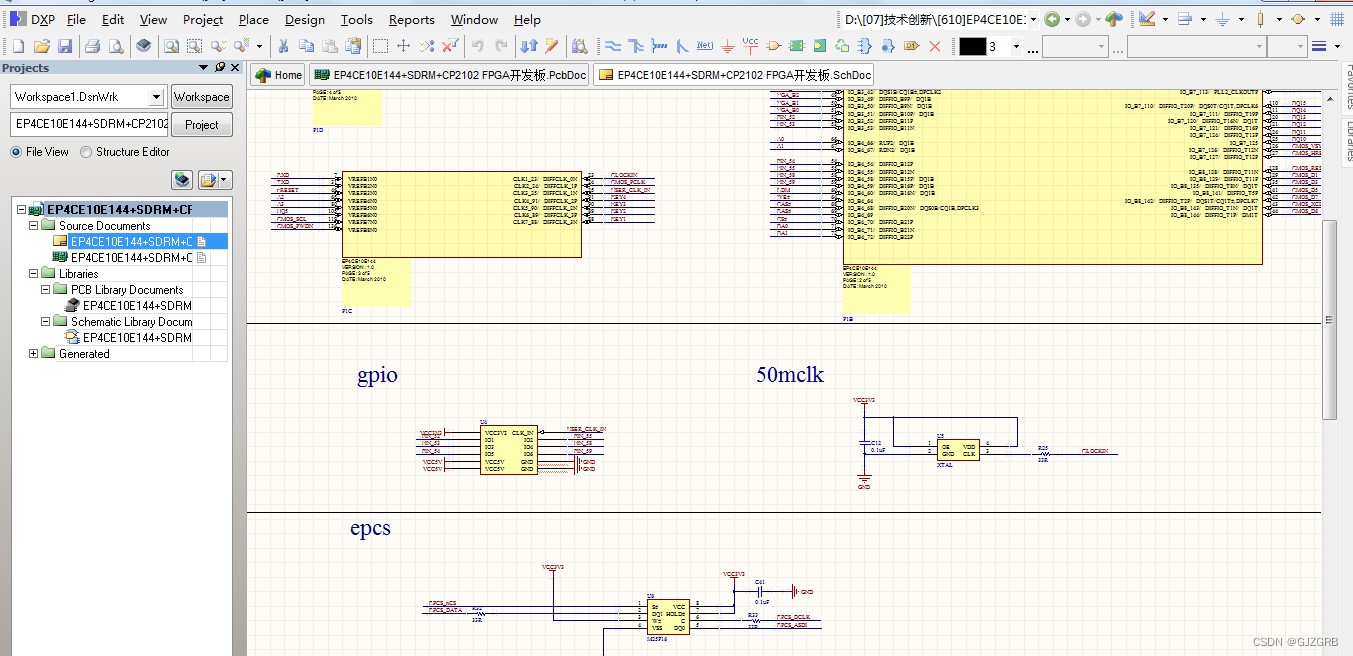 基于EP4CE10E144+SDRM+CP2102 FPGA（cyclone4E）应用开发板硬件（原理图+PCB）文件，AD09设计的工程文件-CSDN博客