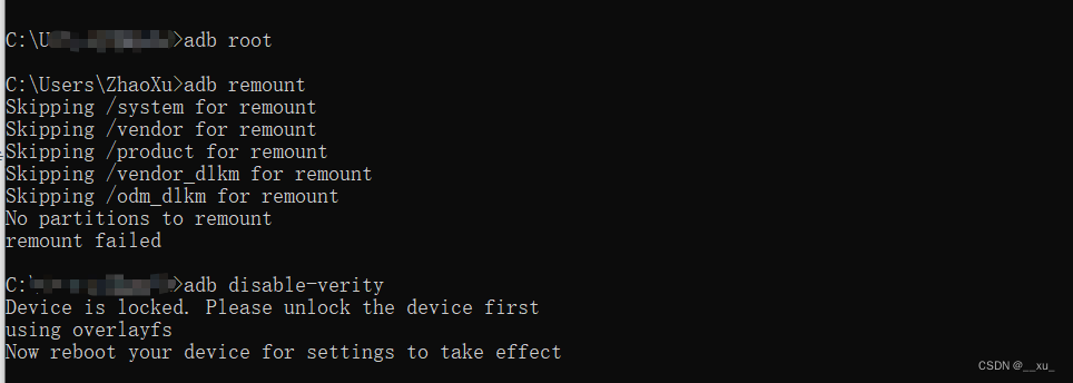 【工具使用-ADB】ADB remount报错“Skipping /system for remount Skipping /vendor for remount Skipping ...