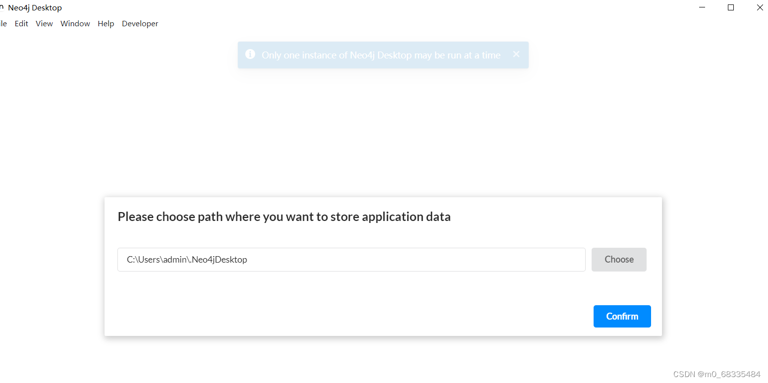 Neo4j安装时不能点确定，试了半天，1分钟解决。Please choose path where you want to store application data-CSDN博客