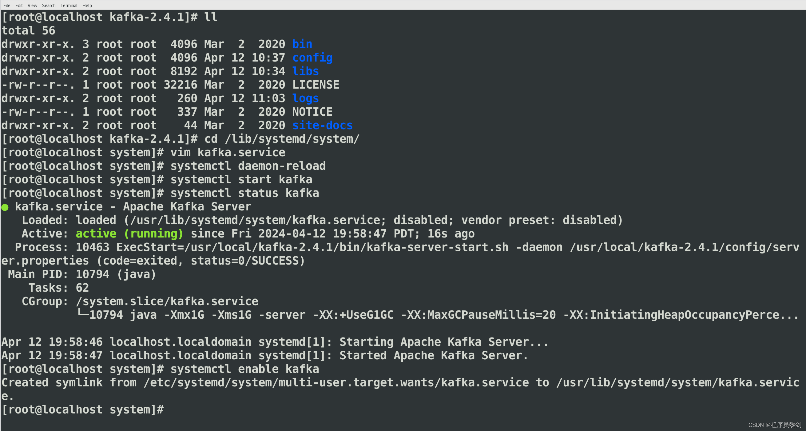 【Kafka】Linux环境配置kafka成自启动服务，超详细~_kafka systemctl-CSDN博客
