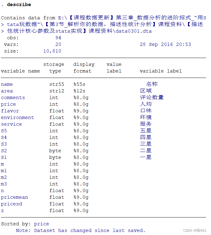 Stata学习笔记（六）：描述性统计核心参数及stata应用stata描述性统计 Csdn博客
