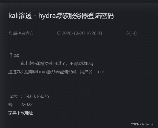 kali靶场 hydra使用_kali hydra-CSDN博客
