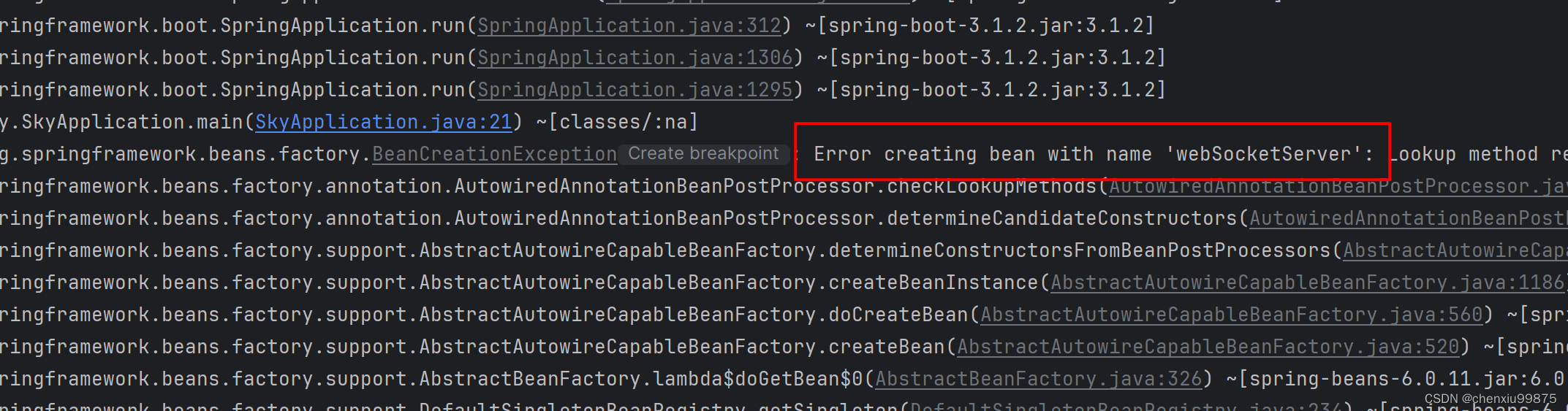 【黑马-苍穹外卖】Error creating bean with name ‘webSocketServer‘: Lookup method resolution failed ...