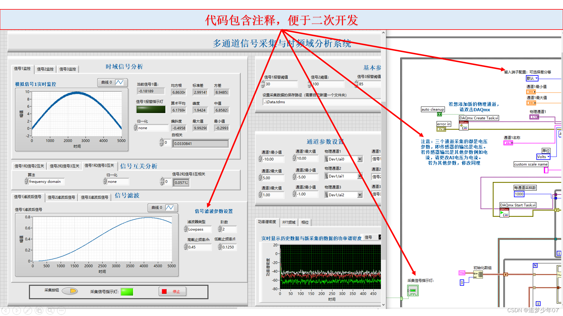 Labview毕设与课设(信号采集与分析系统)设计一个labview程序。该程序可以实现对传感器采集信号的基本分析包括 Csdn博客