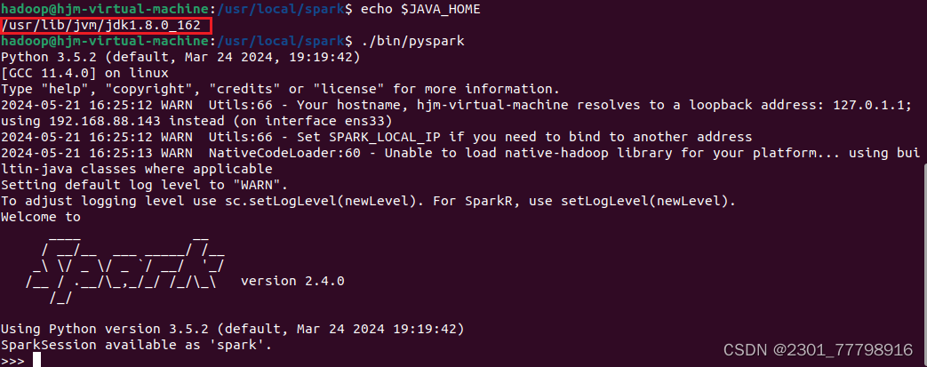 运行pyspark出现/usr/lib/jvm/jdk1.8.0_162/jre/bin/java/bin/java: Not a directory_pyspark 查看jdk版本-CSDN博客