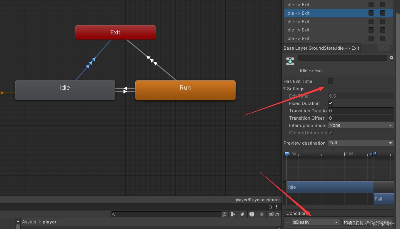 Unity学习记录3——角色死亡和受伤_unity如何设置动画状态机的死亡状态-CSDN博客