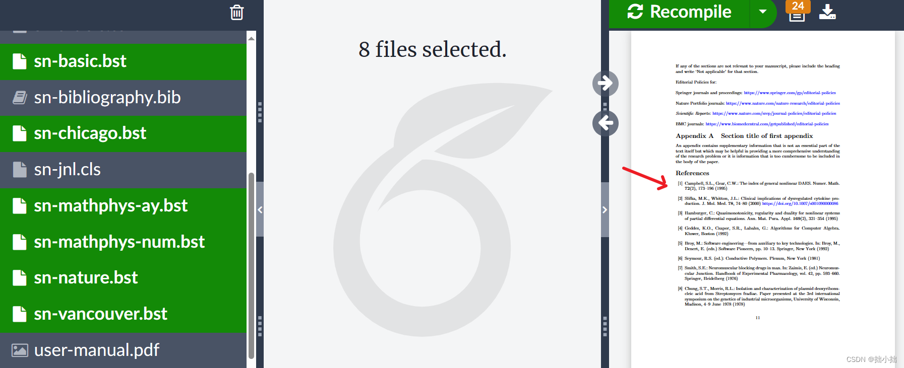 Springer 期刊的latex模板，参考文献无法显示_springer nature's latex template 没法加载文献-CSDN博客