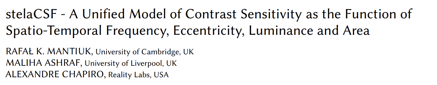 【对比敏感度】stelaCSF: 一个统一的模型，描述对比敏感度作为时空频率、偏心度、亮度和区域研究（Matlab代码实现）_csf对比敏感度函数-CSDN博客