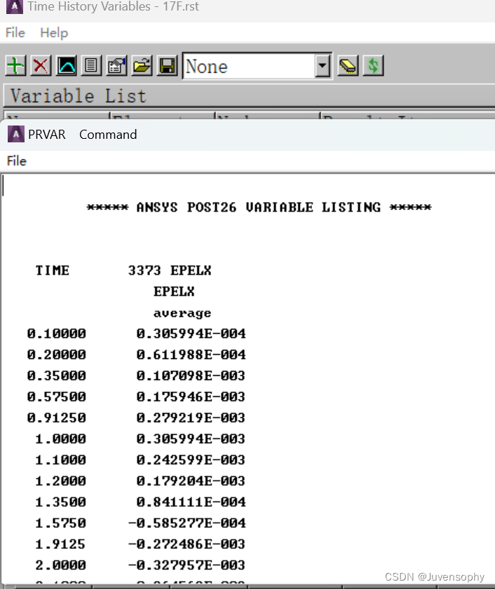 ANSYS APDL学习：后处理，批量提取节点最大弹性应变分量的时间历程曲线，导入到指定路径的EXCEL文件_apdl查看某一点的热循环曲线-CSDN博客