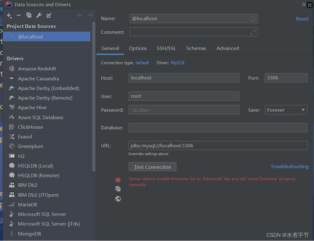 idea连接mysql数据库遇到Server returns invalid timezone. Go to ‘Advanced‘ tab ...
