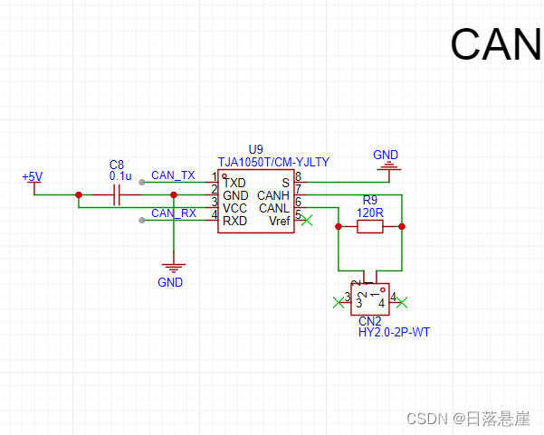 电路图——CAN通信电路(TJA1050T)_tja1051t典型应用电路-CSDN博客