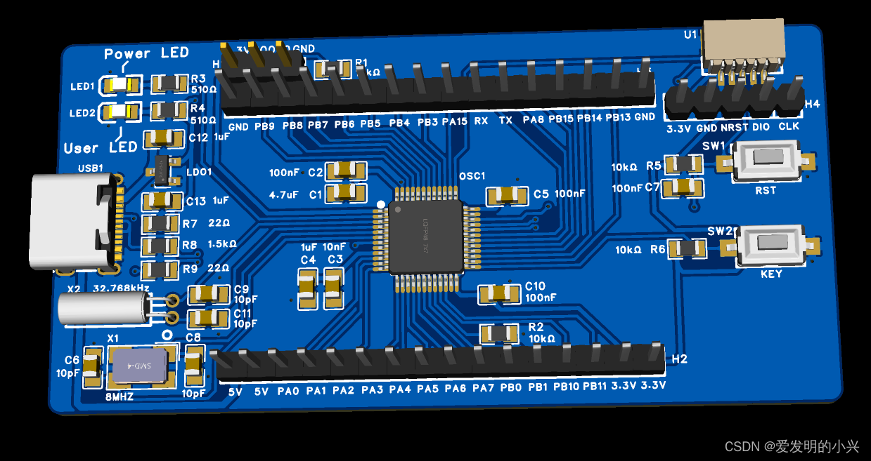 小兴教你做平衡小车 Stm32最小系统设计 不含ch340版本 Stm32用typec供电 Csdn博客